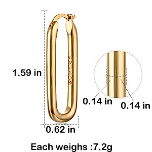 FRUMOS 18K Gold Plated Chunky Oval Hoop Earrings for Women - Fashion Thick Gold Hoops Jewelry Set for Girls Birthday Christmas Gifts