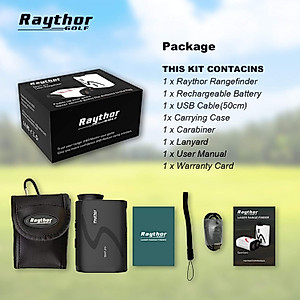 Raythor Pro Golf Rangefinder for Professional Golfers, Laser Range Finder with Slope & Non Slope Physical Switch, Flag-Lock with Pulse Vibration, Continuous Scan, Rechargeable