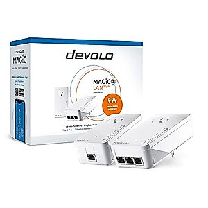 devolo Magic 2 LAN triple Powerline Starter Kit | 2000 Mbps | G.hn Wave 2 | 2 Passthrough Adapters | 4x Gb LAN Ports [3+1] | Plug & Play | 1,600 ft. Coverage | Best for multimedia use