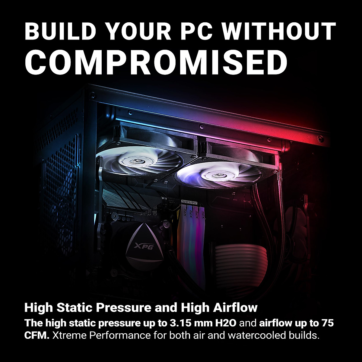 XPG Vento Pro High Performance PWM Computer Case Fan 120mm: 10-28 dBA Fan Noise - 4 Pin Connector - 75 CFM Max Air Flow - Double Ball Bearing - 120 x 120 x 25mm - 5 Yr Warranty