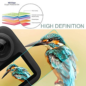 AKWOX [4 Pack] Tempered Glass Screen Protector for Gopro Max Action Camera (2-Pack) & Lens Cap Cover (2-Pack)