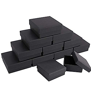 dedoot Kraft Jewelry Boxes, Pack of 30 Square Cardboard Jewelry Gift Box 2.8x2.8x1.2 Inch Small Necklace Ring Earring Kraft Box for Jewelry Set with Velvet Cushion, Black
