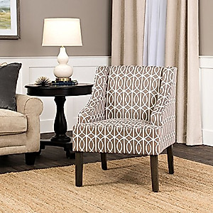 HomePop Swoop Arm Accent Chair, Grey Trellis Medium