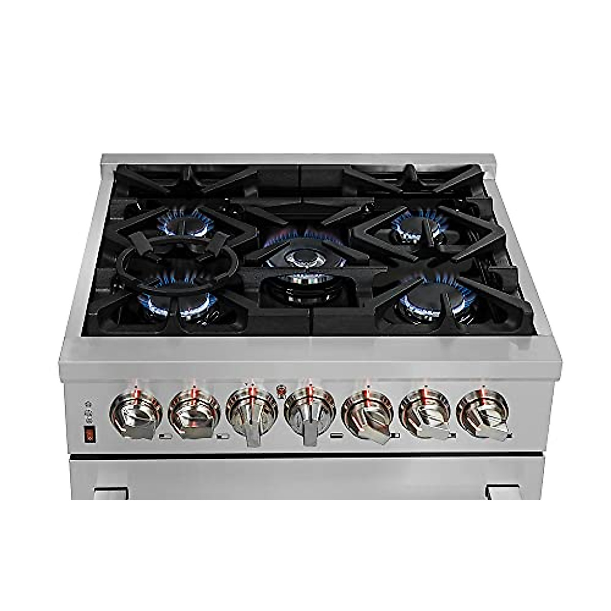 FORNO Massimo Freestanding 30-Inch Full Gas Range and Oven with 5 Italian Sealed Burners Cooktop - 4.32 Cu.Ft. Convection Stainless Steel Oven Includes Cast Iron Accessories