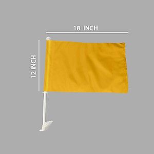 Solid Yellow Car Window Clip Flag Fade Resistant Vehicle for Patriotic, Sports Events, Parades - Premium - Double Side Printing (Pack of 100)