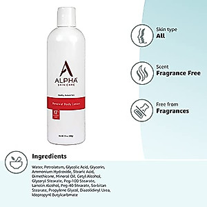 Alpha Skin Care Revitalizing Body Lotion with 12% Glycolic AHA, Simple and Effective Multi-Purpose Daily Moisturizer Hydrates and Exfoliates with Acne Treatment, Anti-Aging, Smoothing Properties