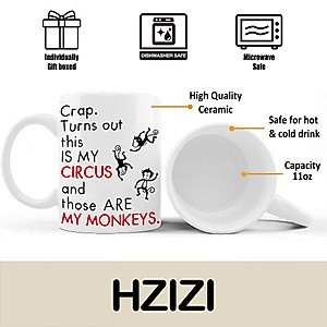 Crap Turns Out This Is My Circus Mug These Are My Monkeys Funny Mom Mugs - Best Birthday Gifts for Mom, Mother, Boss – Funny Christmas Gifts For Mom from Daughter Son – Funny Coffee Mug For Mom 11oz