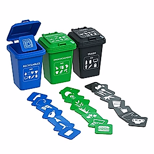 DUKVSG Large Wooden Garbage Truck Toy, Waste Management Recycling Truck Toy with 3 Trash Cans, Educational Toys and Gift for Kids, Toddlers, Boys, Girls 3 4 5 6 7 Years Old