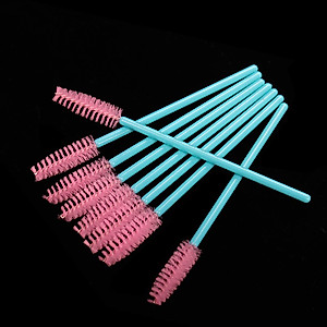 300 Pack Disposable Mascara Wands Eye Lash Brushes Eyelash Extension Tool Makeup Brush Kit, Blue/Pink
