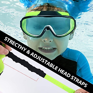 2 Pack Kids Swim Goggles, Swimming Glasses With UV Protection|Anti Fog for Children from 3 to 15 Years Old, Green/Black & Pink/Purple/White