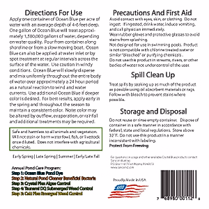 Crystal Blue Ocean Blue Pond Dye - 1 Gallon - Aqua Blue Color Treats up to 1 Acre - Clean, Clear & Aqua Blue Water - Environmentally Friendly Pond Dye