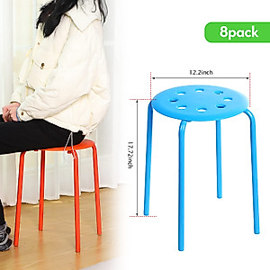 8 Pack Stacking Stools Classroom Stackable Stool Plastic Stack Stool Round Stacking Stool Set Student Round Stool Multipurpose Stool Chairs Flexible Seating for Kids Adult Home Classroom (White)