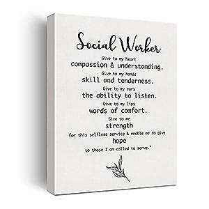 Social Worker Gifts for Women Men,Motivational Social Worker Quote Poster Canvas Wall Art Painting Ready to Hang for Home/Office/Living Room Decor - Graduation Birthday Christmas Gifts - Easel & Hanging Hook 11.5x15 Inch