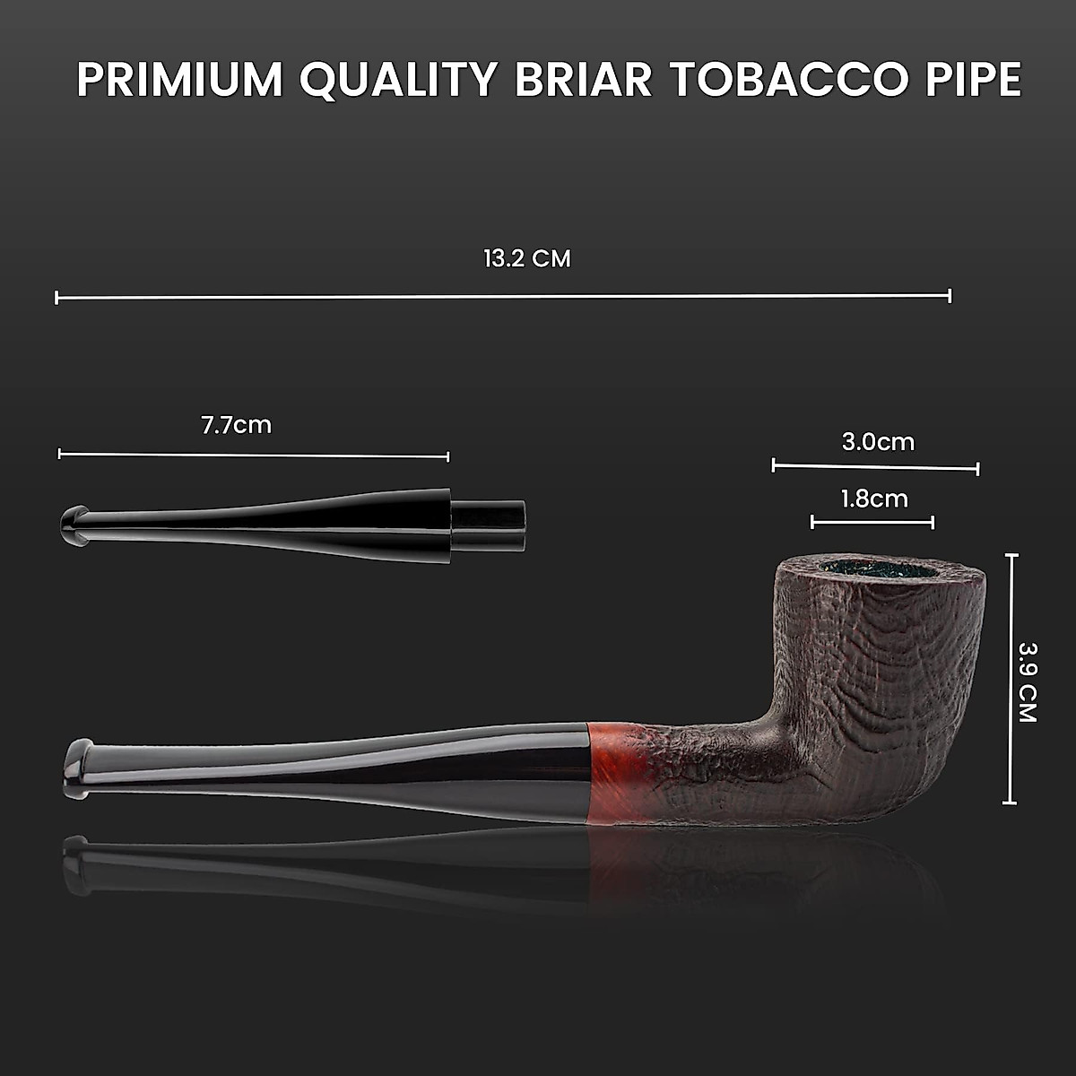 SPIPER smooth Briar Zulu Tobacco Straight pipe, 100% Quality Handmade pipe with smooth Acrylic Stem, Beginner Pipe，Great Gift for Father,friends (black)