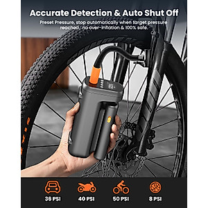 Tire Inflator Portable Air Pump: 2024 Updated SOWINK 150 PSI Electric Cordless Compressor 7800mAh Rechargeable Battery Operated, Fast Inflation Auto Shut-Off Bike Pump for Car, Bicycle, Motorcycles