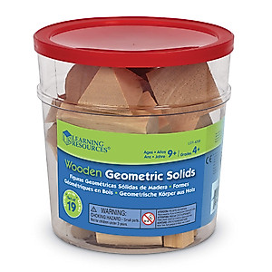 Learning Resources Wood Geometric Solids, Kids Wooden Shapes, Montessori Toys, Set of 19, Ages 9+