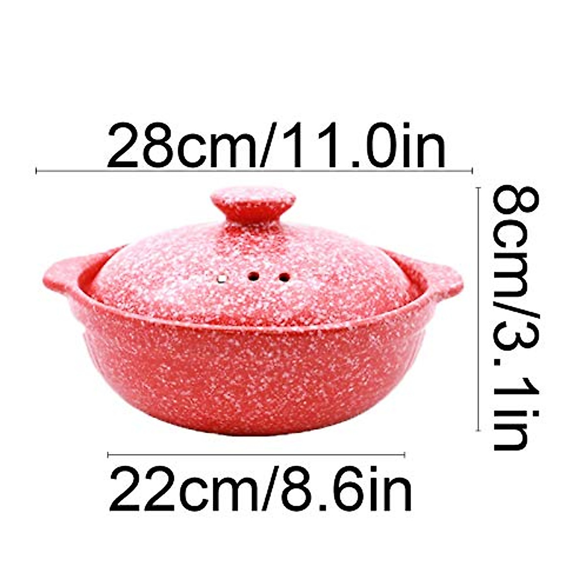 TYUXINSD Durable Stockpot Classic Round Casserole with Lid Red Household Earthenware Pot with Comfortable Insulated Handle 1.5L, 2.1L Soup Pot (Size : 1.5L) (Size : 1.5L)
