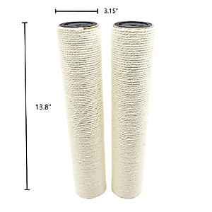SHENGOCASE 4-Pack Cat Tree Replacement Post 13.8" L, 3.15" Ø Pole with M8 Bolt, Cat Tower Relacement Post, DIY Cat Scratching Post Replacement Part Pole