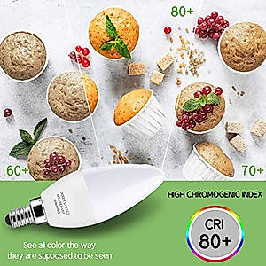 E12 LED Candelabra Light Bulbs Dimmable, 60 Watt Equivalent, Ceiling Fan Light Bulbs Daylight White 5000K, 550Lumens for Home Lighting Decorations, 6 Pack