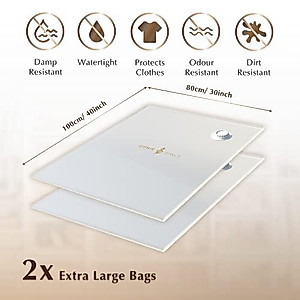 GENIE SPACE - Incredibly Strong Premium Space Saving Vacuum Bags Storage | 2 x EXTRA LARGE (40x30in) | Airtight & Reusable | Create 80% more space | For Clothes, Towels, Bedding, Duvets and more..