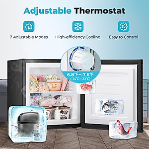 R.W.FLAME Mini Freezer Countertop, Energy Saving 1.1 Cubic Feet Single Door Compact Upright Freezer with Reversible Door (Silver)