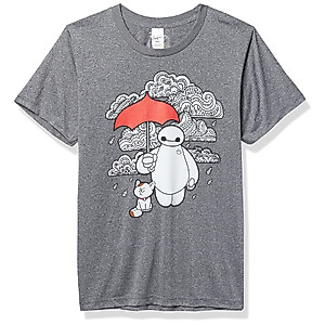 Disney boys Big Hero Six Patterned Baymax Boy's Performance Tee T Shirt, Charcoal Heather, Large US