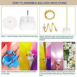 Bazen 8.2ft & 5ft Balloon Arch Kit Glod Free Bending Shape Deformation Balloon Column Stand Half Arch Balloon Stand with Base Balloon Arch Frame for Wedding Baby Shower Birthday Decoration
