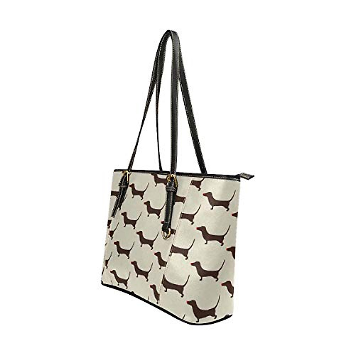 InterestPrint Tote with Shoulder Length Handles Purses Cute Brown Little Dog Wearing Red Nose