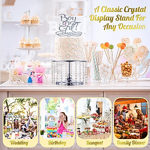 Set of 6 Metal Cake Stands with Crystal Pendant Round Dessert Display Plate Cupcake Holder Pedestal for Wedding Party Birthday Baby Shower Anniversary Celebration Home Decor (Silver)