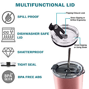 Fancyfams She Believed She Could So She Did, 22 oz Stainless Steel Tumbler, Congratulations Gifts, College Graduation Gifts for Her, Encouraging Gifts for Women (22oz - Rose Gold)