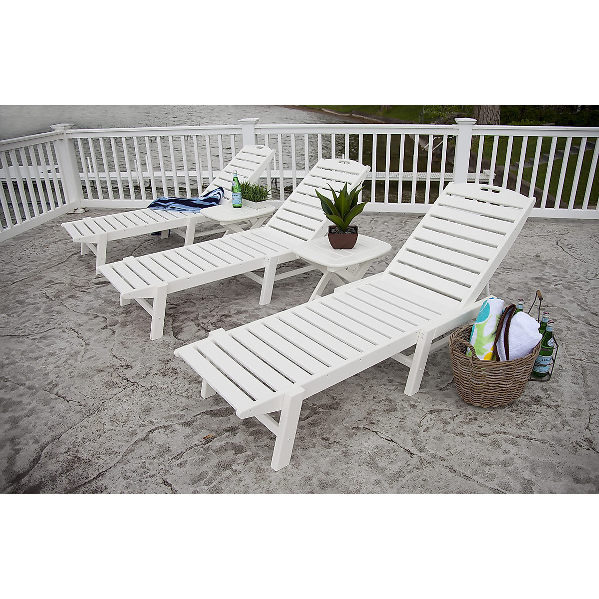 POLYWOOD Stackable Nautical Chaise, Mahogany