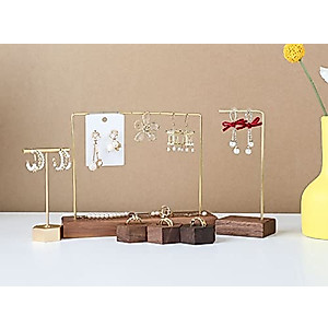 GemeShou 6pcs Wood Jewelry Ring Storage organizers, Hexagon Retail ring display slot stand, Small walnut Jewelry ring holder tray for Girl Woman Room Decoration【Walnut - Hexagon 6pcs】