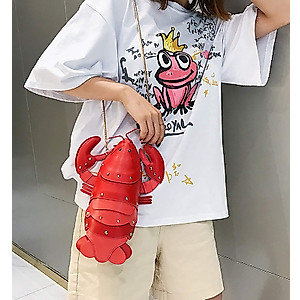 QZUnique Crayfish Shape Handbag Novelty Animal Shaped Purse Crossbody Bag Detachable Shoulder Bag for Women Girl