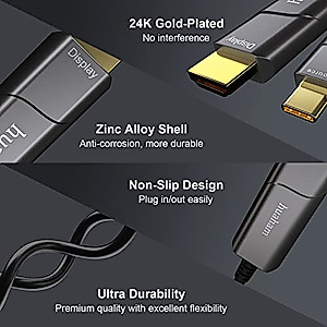 huaham Fiber Optic USB C to HDMI Cable 16.5ft, Type C to HDMI 2.0 Cable 4K@60Hz, Thunderbolt 3&4 Compatible with MacBook Pro/Air, Surface Go, Tablets, Laptops