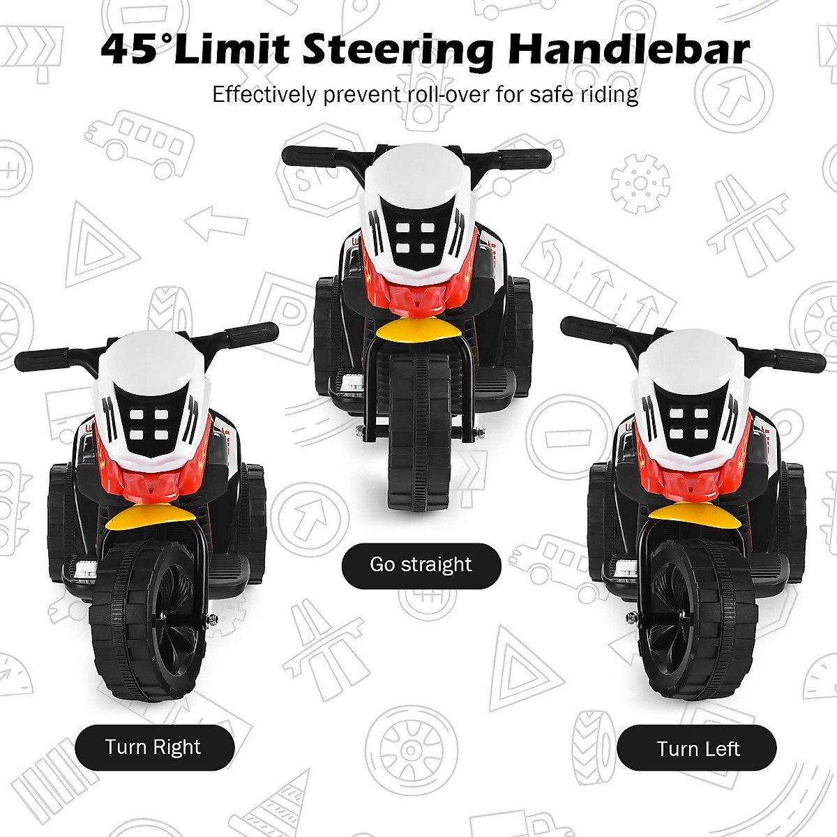 Costzon Toddler Motorcycle, 6V Battery Powered 3 Wheels Ride on Motorcycle with Cartoon Windshield, Music, Horn, Forward Backward Switch, Electric Motorcycle for Kids Toddlers Girls & Boys