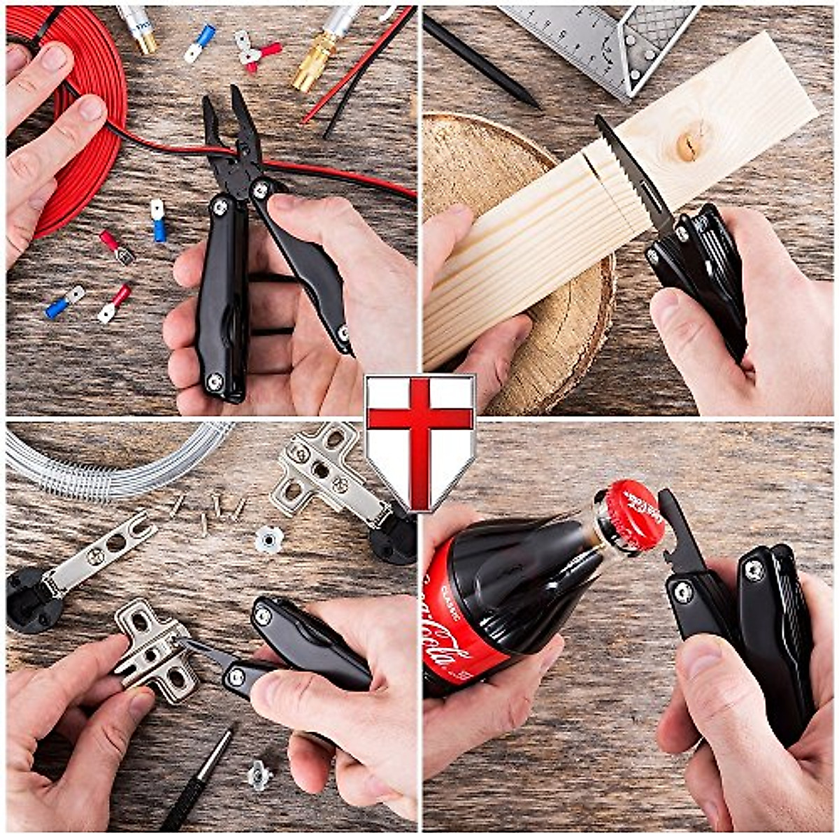 Bundle of 2 Items - Heavy Pocket Knife for Men - Folding Knife with Glass Breaker and Pocket Clip - Tactical Knofe - Multitool with Knife and Pliers - Utility Set of Mini Tools for Everyday Use - Gift