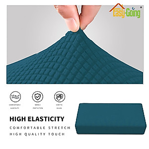 Easy-Going Stretch Ottoman Cover Folding Storage Stool Furniture Protector Soft Rectangle Slipcover with Elastic Bottom (Ottoman XX-Large, Peacock Blue)