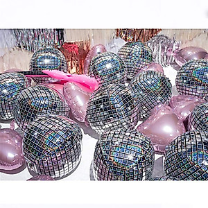GIHOO Black Silver Balloon Garland Arch Kit, 139pcs 4D Disco Foil Balloons Silver Metallic Balloons with 16Ft Strip for New Year Bouquet Wedding Baby Shower Birthday Disco Dance Party Decorations