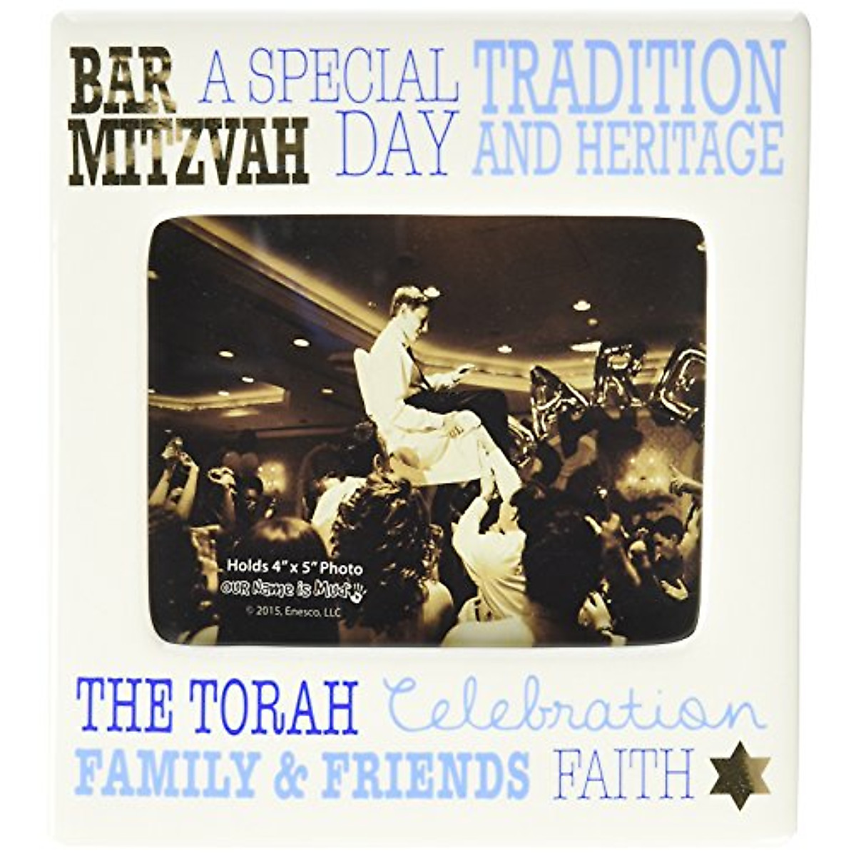 Enesco 4054484 Bar Mitzvah Photo Frame, 6.625", Multicolor