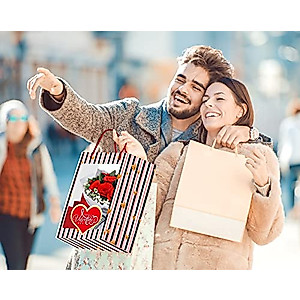 FaCraft Valentines Gift Bags with Handles Funny Valentine's Day Gift Bag with Clear Window,Happy Valentine's Day Gift Bag with Tissue Paper for Her Him Girlfriend Boyfriend Husband Wife Women Men