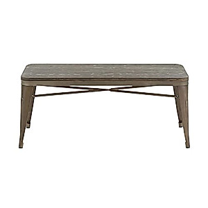 LumiSource Oregon Bench with Antique Metal and Espresso Bamboo BC-OR BKLS ANE