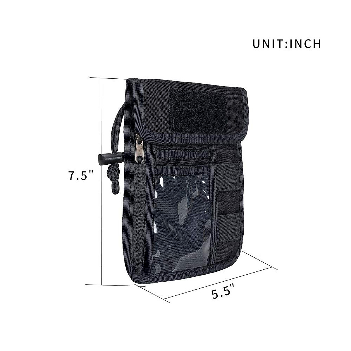 EXCELLENT ELITE SPANKER Passport Holder Nylon Neck Pouch RFID Blocking Travel Neck Wallet ID Card Organizer Pouch with Neck Lanyard(Black)