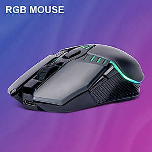 Gaming Wireless Keyboard and Mouse Combo Metal Surface Rechanrgeable Big Battery 2800mah Mechanical Feel LED Backlit Compatible with Xbox one PS5 Laptop Computer Gamer(2.4g)