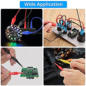 CAMWAY 25pcs Back Probe Test Lead- 15pcs Back Probe Pins & 5pcs Banana Plug to Alligator Clip 5 PCS Alligator Clips for Multimeter Diagnosis Circuit Testing