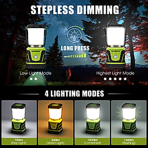 Camping Lantern,Super Bright Battery Powered LED 1500LM,4 Light Modes,Waterproof Tent Light,Long Run-time Lantern Flashlight for Hurricane,Emergency,Survival Kits,Hiking,Fishing
