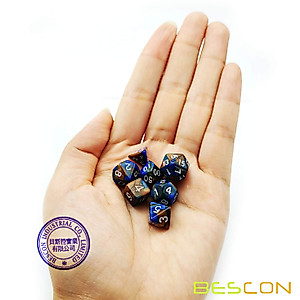 Bescon Mini Two Tone Polyhedral RPG Dice Set 10MM, Small Dice Set D4-D20 in Tube, 6 New Assorted Colored of 42pcs