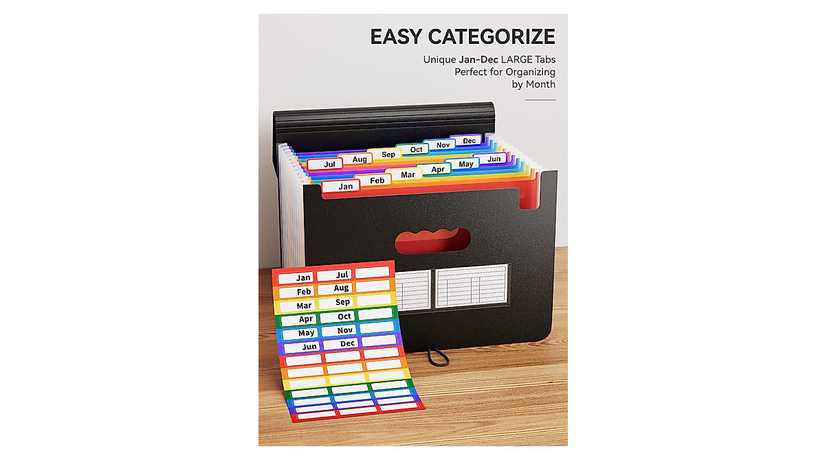 ABC Life Accordion File Organizer - 12 Pockets for Easy Filing