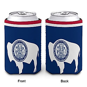 2 PCS Wyoming State Flag Can Cooler Sleeves Party Gift Beer Drink Coolers Coolies