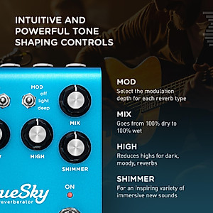 Strymon blueSky V2 Guitar Effects Pedal with Studio Quality Plate, Room and Spring Reverbs, for Electric and Acoustic Guitar, Synths, Vocals and Keyboards