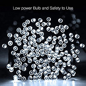 JMEXSUSS 2 Pack Solar String Lights Outdoor, 100 LED 42.7ft White Solar Lights Outdoor Waterproof, 8 Modes Green Wire Solar Christmas Lights for Garden, Wedding, Party, Christmas Tree Decoration